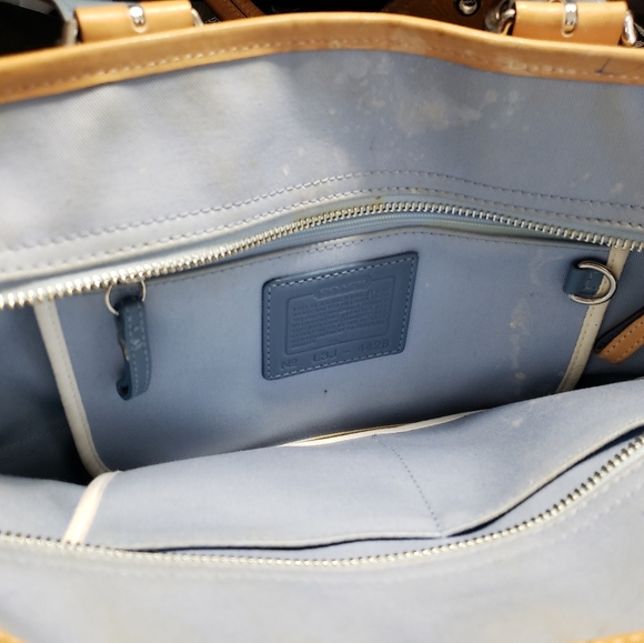 Coach | Bags | A9623 Coach 4423 Canvas Leather Blue White | Poshmark